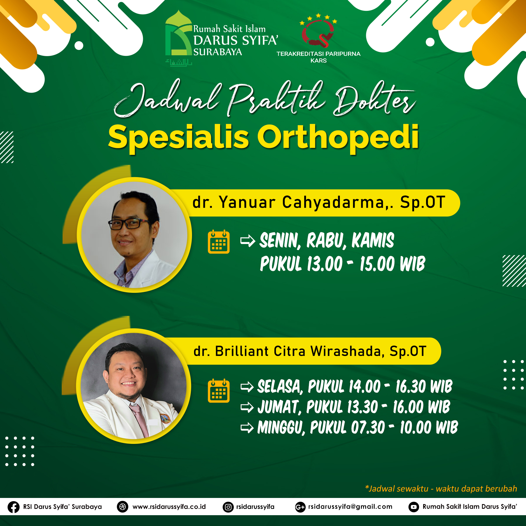 Jadwal Dokter – RSI DARUS SYIFA' SURABAYA