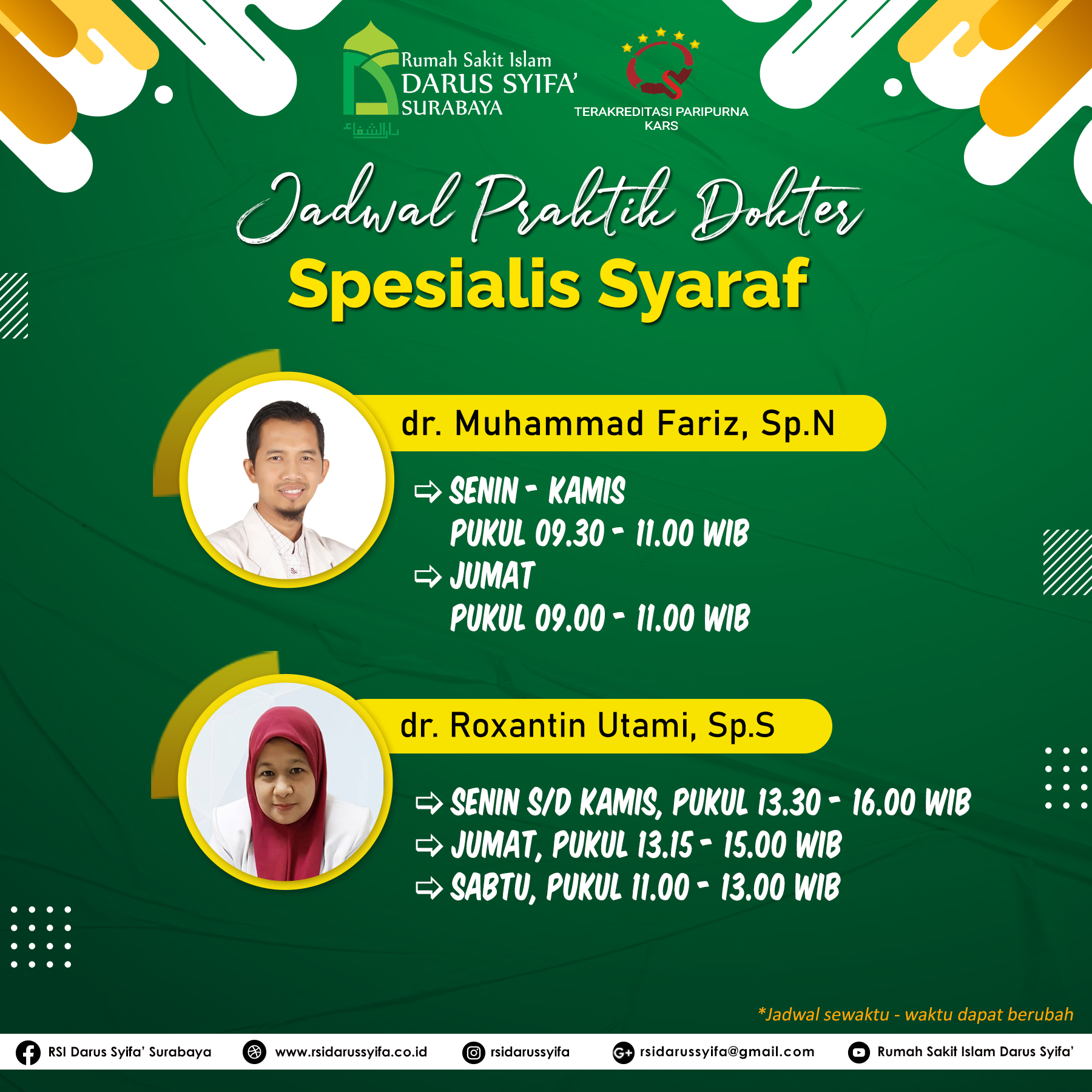 Jadwal Dokter – RSI DARUS SYIFA' SURABAYA
