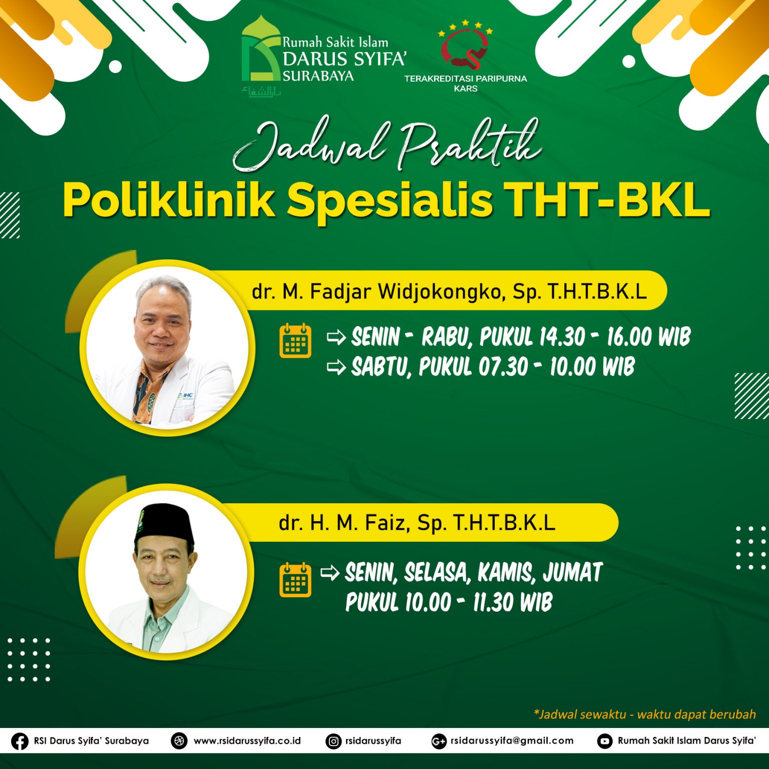 Jadwal Dokter – RSI DARUS SYIFA' SURABAYA