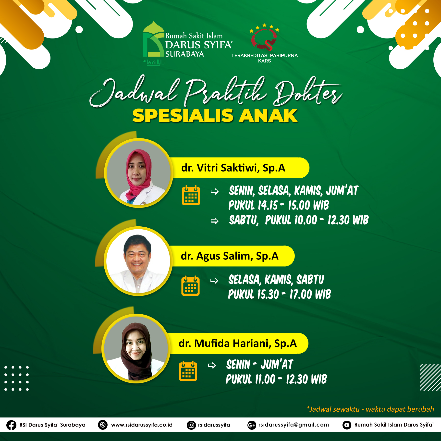 Jadwal Dokter – RSI DARUS SYIFA' SURABAYA
