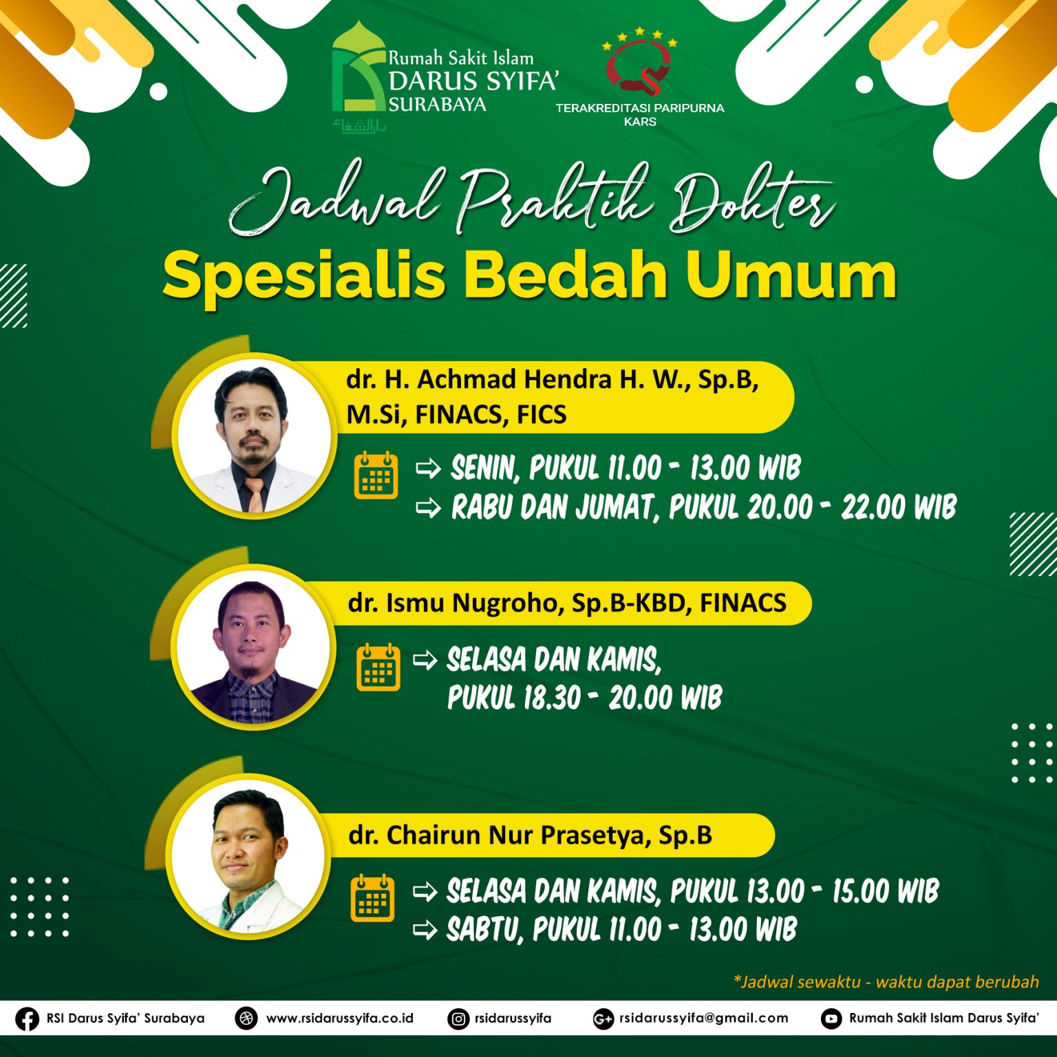 Jadwal Dokter – RSI DARUS SYIFA' SURABAYA