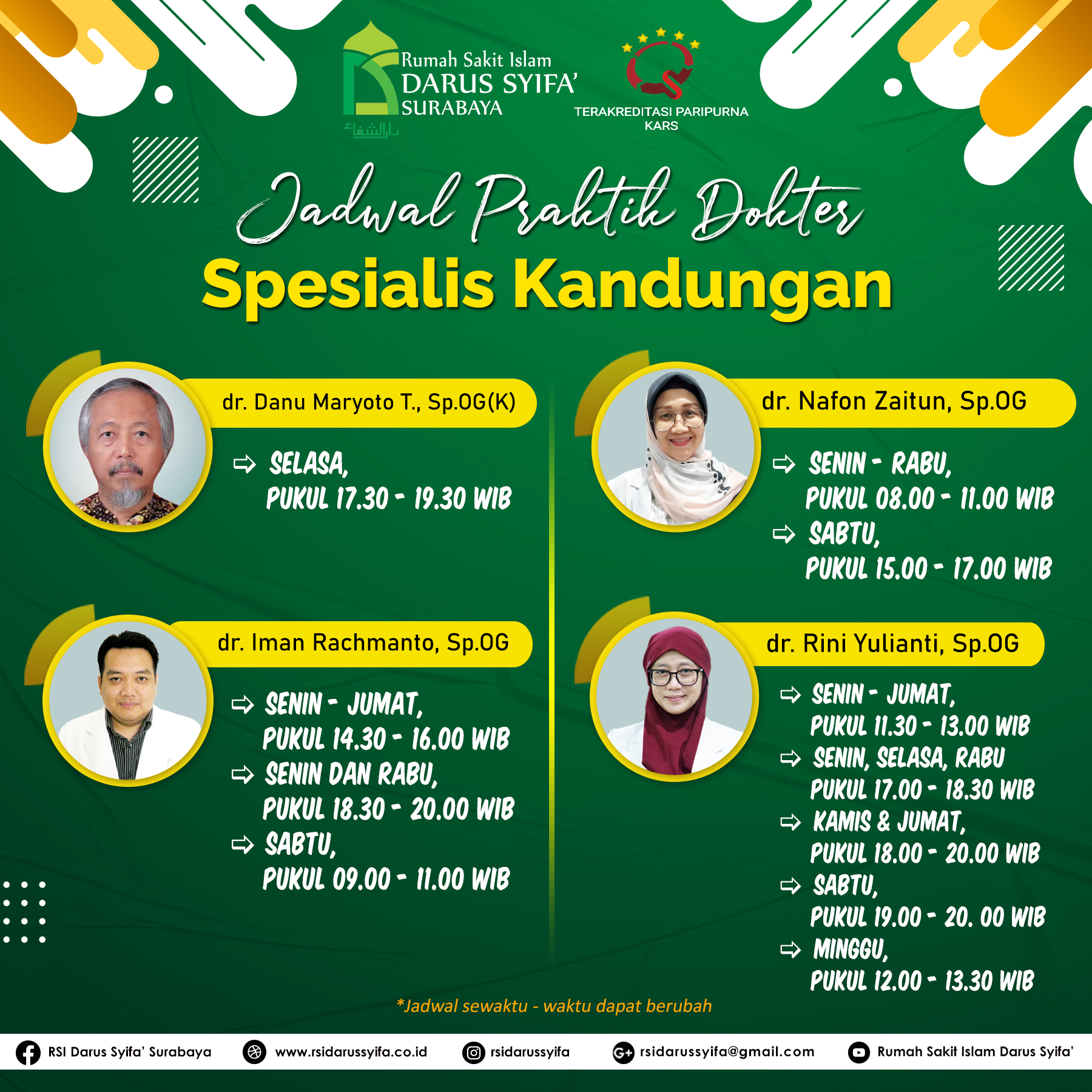 Jadwal Dokter – RSI DARUS SYIFA' SURABAYA
