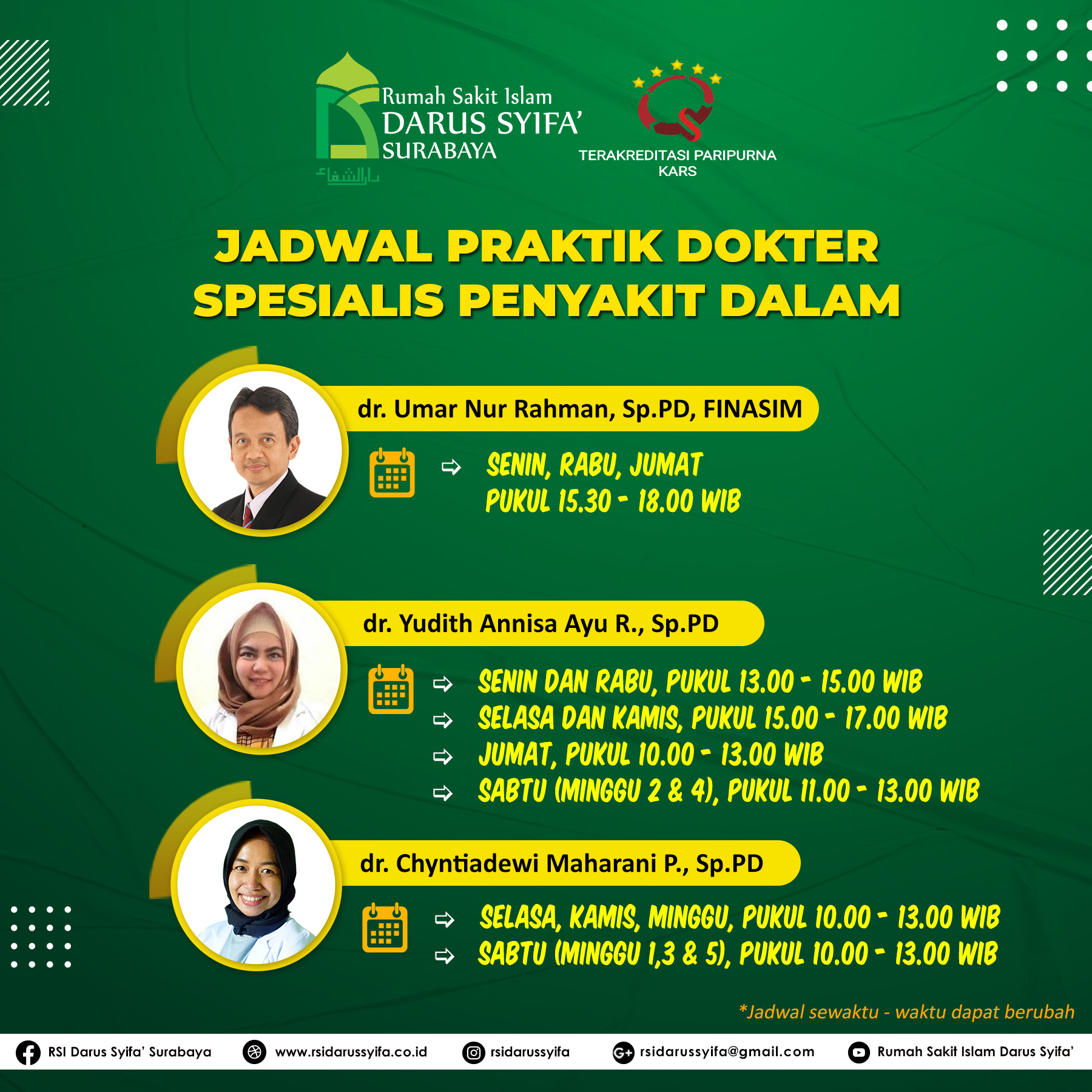 Jadwal Dokter – RSI DARUS SYIFA' SURABAYA